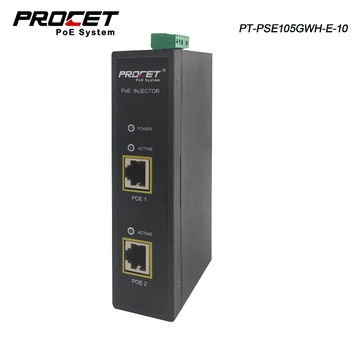 PROCET Single Port DIN Rail 10G 95W Fiber PoE Injector for Wireless ...