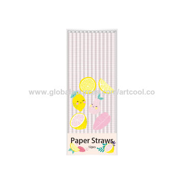 Buy Wholesale China Pink & White Party Straws With Fruit Stickers ...