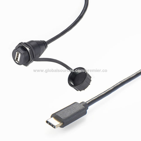 Panel Mount USB 2.0 Type C Male to Type A Female with a Waterproof ...