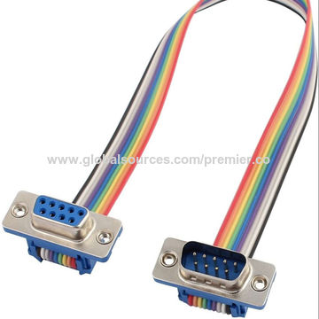 China IDC Ribbon Cable DB9 Male to DB9 Female 2.54 mm Pitch on Global ...