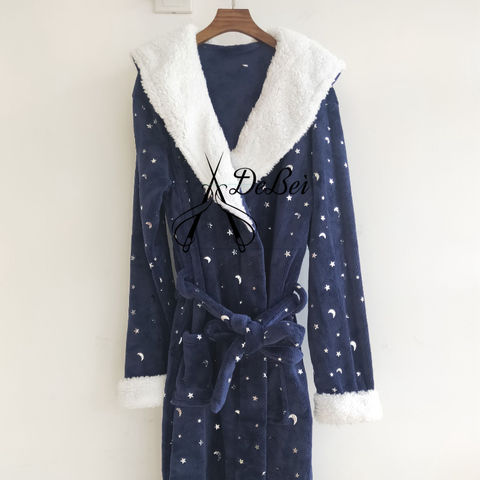 China Ladies coral fleece print with foil aop robe on Global Sources,robe
