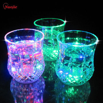 New Led Flashing Glowing Water Liquid Activated Light up Wine Glass Cup ...