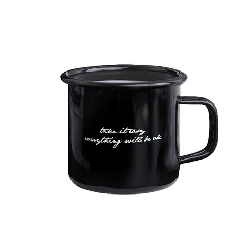 Buy Wholesale China Black Enamel Coffee Mug 11oz Enamel Mug With Handle ...