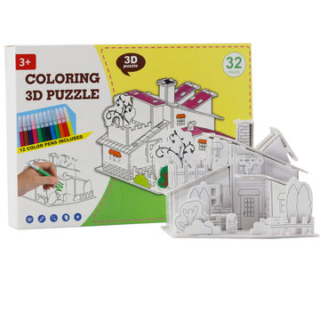 Children's Educational Diy 3d Puzzle Paper Building Block Mini Building ...