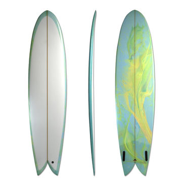 Angry Sardine Surfboards With Glossy Epoxy Finishes And Twin Keel Fins ...