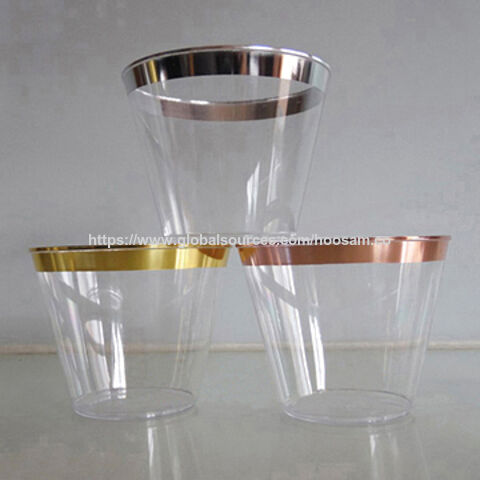 Buy Wholesale China Amazon Hot Selling 9 Oz Gold Rimmed Clear Plastic ...