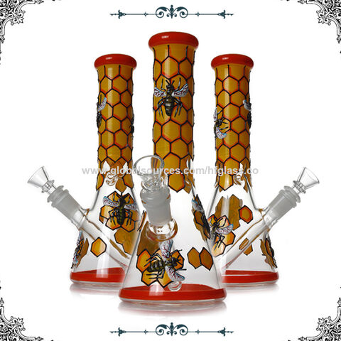 China Glass Bong 10 Inches 5MM Thickness Beaker Hand Painted Water Pipe ...