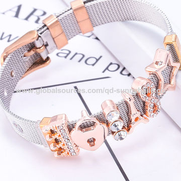 Buy Wholesale China Trendy Diy Stainless Steel Charm Bracelet Mesh ...