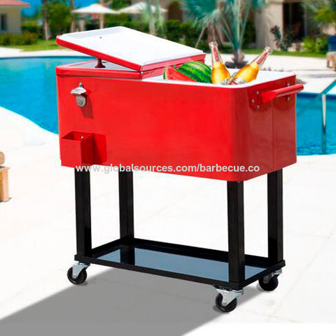 Buy Wholesale China 80qt Metal Trolley Ice Cooler With Wheel The Size ...