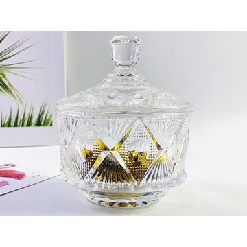Buy Wholesale China Embossed Glass Candy Pot Crystal Glass Sugar Bowl ...