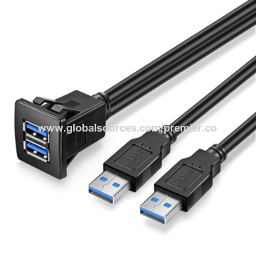 Dual USB A Female to A Male Panel Mount Snap In Cable, "snap In" panel ...