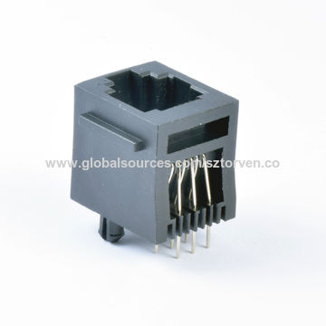 China RJ11 MODULAR JACK 1X1, TOP ENTRY THROUGH HOLE TYPE 6P6C WITH ...