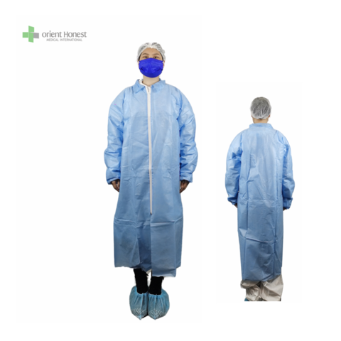 Disposable smocks , barrier to fluid and breathable, front with zipper ...