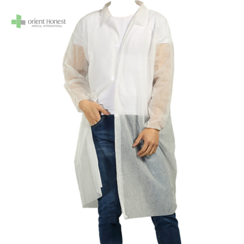 PE lab coat ,disposable plastic or non woven white visit gown with ...