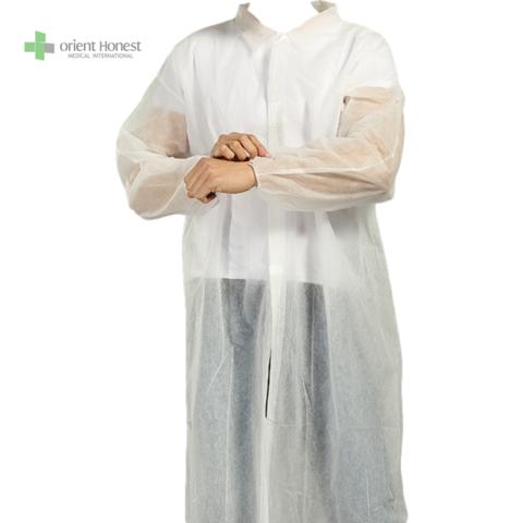 Disposable lab coat with collar,elastic cuff disposable plastic or non ...