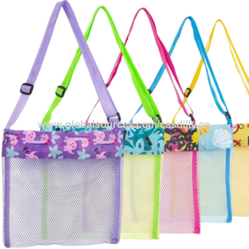 Adjustable Strap Beach Bags 3-Pack Mesh Beach Bags For Kids - Seashell ...