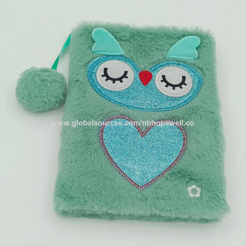 Plush notebook planner Embroidered Owl Cat Dog Leopard gift Notebook ...