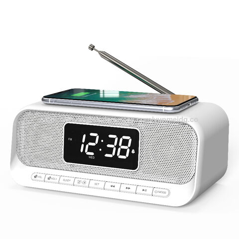 Wireless charging Clock FM radio with Bluetooth, AUX,USB port for ...