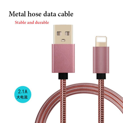 Metal spring data cable,USB to Type-C or Micro USB or Lighting Data ...