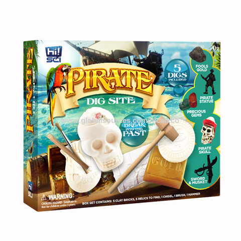 China Pirate Treasure Fossil Dig Kit for Kids Break Into 5 Treasure ...