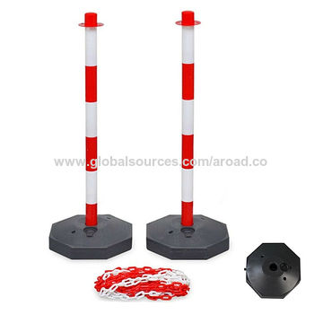 Red White Water Filled Warning Column PE Delineator Pole Post With Base ...