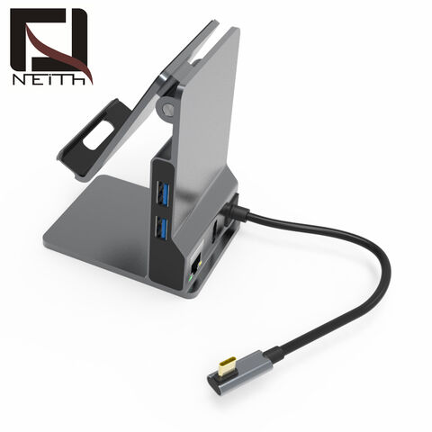 Adjustable USB-C hub Phone Stand Desk tablet Holder Docking Station, 7 ...