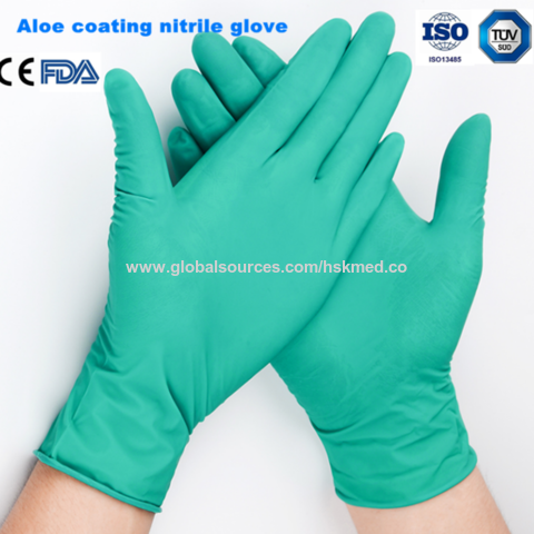 Buy Wholesale China Aloe Coating Nitrile Exam Glove Astm D6319 D6978 ...