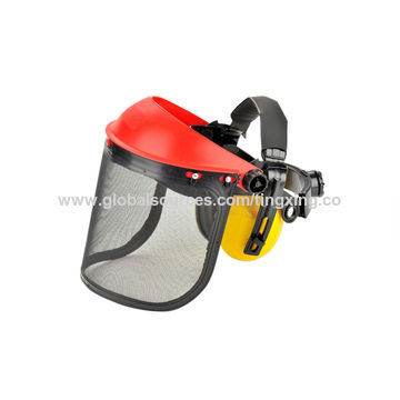 China Steel mash face shield Head-mounted protective mask plastic face ...