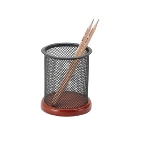 Office school supplies wire metal and wood bottom table pen pen holder ...