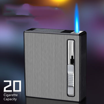 China Cigarette case butane lighter jet blue flame torch practical ...