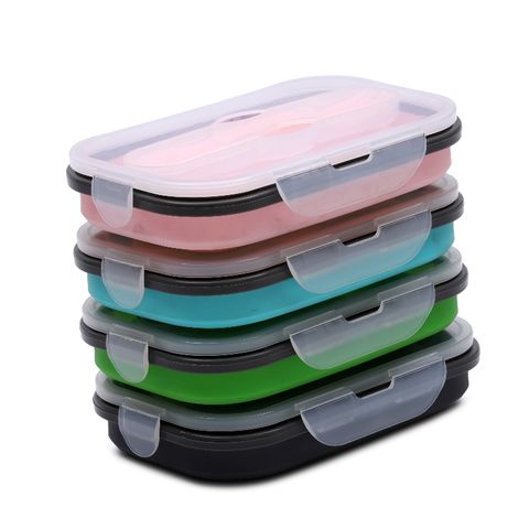 China Single-compartment collapsible food storage with spoon /fork on ...
