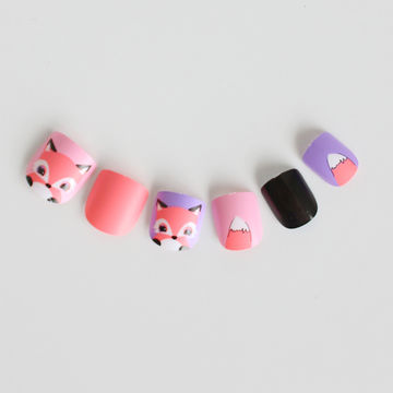 Buy Wholesale China Cute Fox Print False Nails Kids Salon Nails All ...