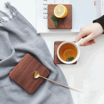 Customized square black walnut wood coasters cup bowl mat coffee tea ...
