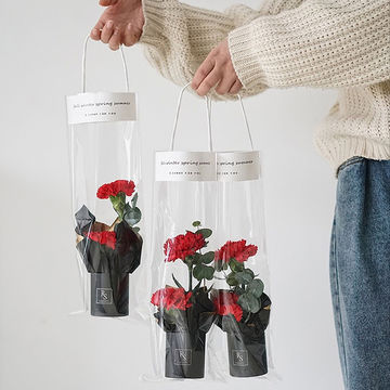 Transparent plastic flower bag, transparent water proof flower gift bag ...