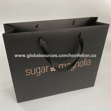 China Custom logo printing shopping paper carrier bag with ribbon ...