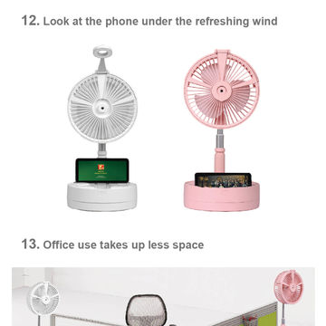 Wireless Charging Fan Personal Foldable Portable USB Mini LED Fan ...
