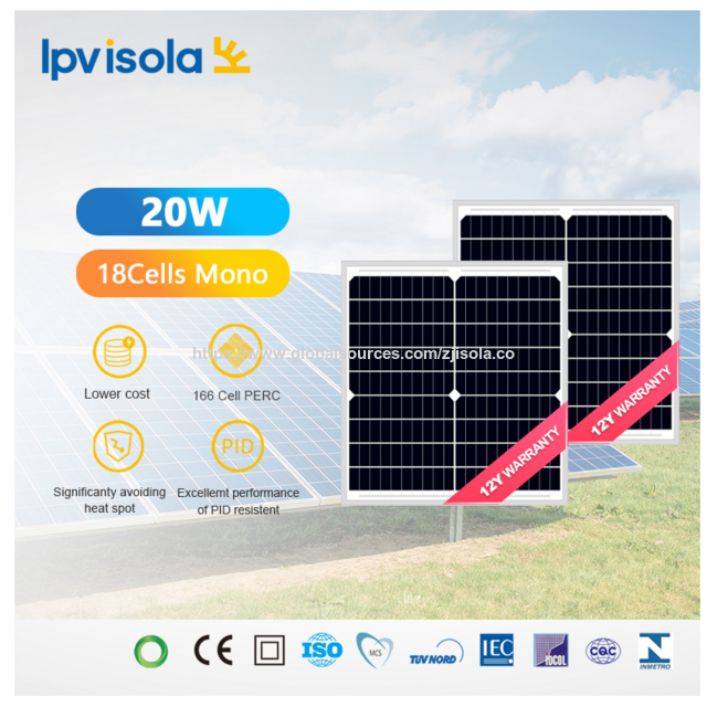 Isola 20w Monorystalline Solar Panels 5w/10w/20w/30w/40w - China ...