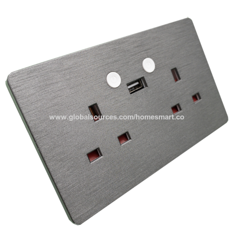 China Smart switch socket UK standard double gang smart plug socket ...