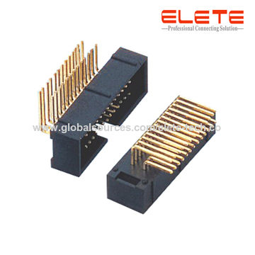 China 1.27mm*2.54mm Right Angle Through hole Box header connector on ...