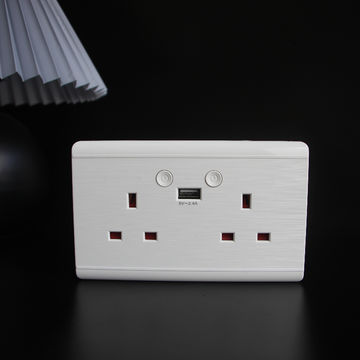Electrical UK wall socket 2 pin brush surface 100-240V 13A works with ...