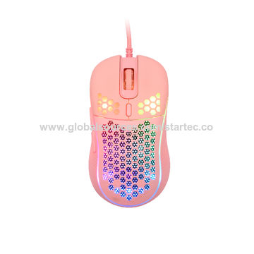 7D pink gaming mouse with holes design, Gaming Mouse Holed mouse RGB ...