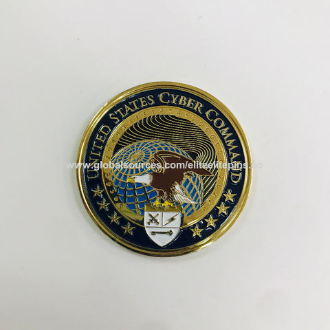 Gold Plated Challenge Coins For Cyber Command, Souvenir Challenge Coins ...