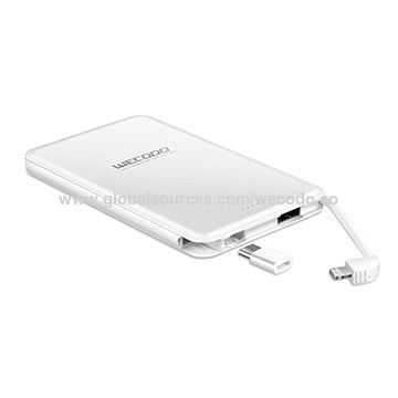Built-in 2 in 1 Cable 5000mah Power Bank Charger with Type-C USBC ...