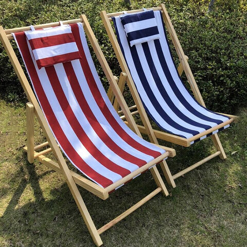 Foldable beach lounge chair declinable beach garden chair wooden deck ...