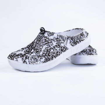 Summer new lightweight large size half slippers women's blue and white ...