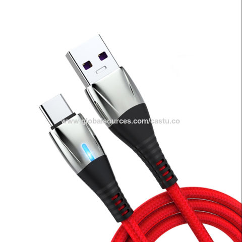 USB Cable LED Light Braided Zinc Alloy Shell Heads Fast Charger Data ...