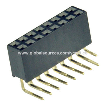 China 2.54mm female header gold plated right angle type on Global ...
