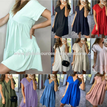 Buy Wholesale China Women's Summer Casual Sundress Loose Beach V Neck ...