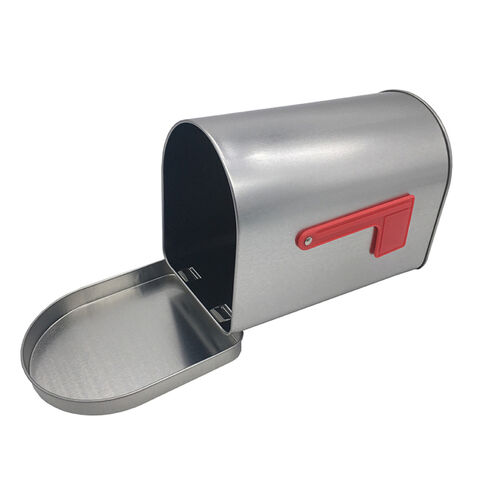 Letter Boxes Silver Letter Tin Box With Plastic Small Red Flag - Expore ...