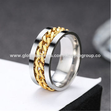 Buy Wholesale China Western Men Stainless Steel Ring Retro Chain Ring ...